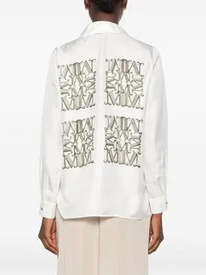 Max Mara Printed Collar Cotton Shirt - Multicolor