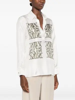 Max Mara Printed Collar Cotton Shirt - Multicolor