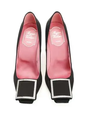 ROGER VIVIER Trompette Crystal Buckle Silk-blend Satin Pumps