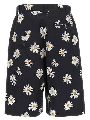Moschino Margherite" Print Cotton Satin Bermuda Shorts