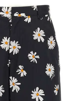 Moschino Margherite" Print Cotton Satin Bermuda Shorts