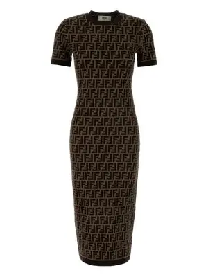 Fendi Ff Jacquard Cotton Dress - Multicolor