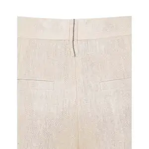 Brunello Cucinelli High-waist Straight-leg Linen Blend Trousers - White