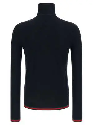 Gucci Cashmere High Neck Sweater With Web Ribbon Detail - Blue