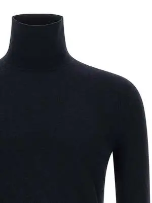 Gucci Cashmere High Neck Sweater With Web Ribbon Detail - Blue