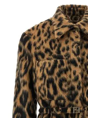 Fendi Animal Print Wool Jacket - Cream