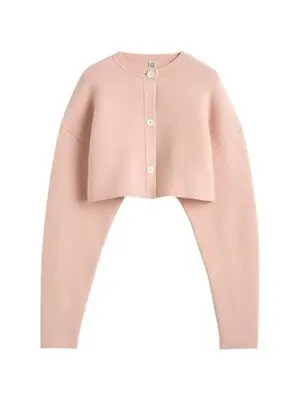 TOTEME Cropped Wool Cardigan - Multicolor