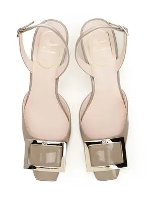 ROGER VIVIER Trompette Patent Calfskin Slingback Pumps With Metal Buckle - Brown
