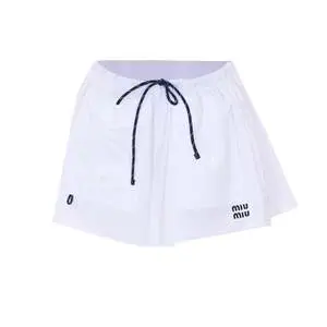 Miu Miu Embroidered Logo A-line Skirt - White