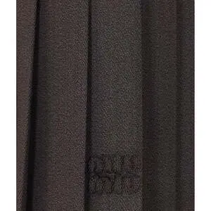 Miu Miu Pleated A-line Skirt With Side Logo - Brown