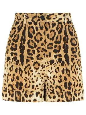Dolce & Gabbana Leo' Printed Cotton Shorts - Brown