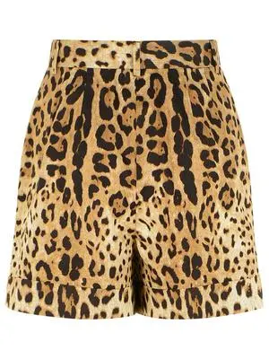 Dolce & Gabbana Leo' Printed Cotton Shorts - Brown