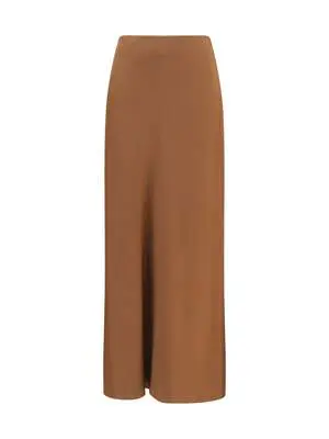 Brunello Cucinelli Midi Skirt With Elasticated Waistband - Brown