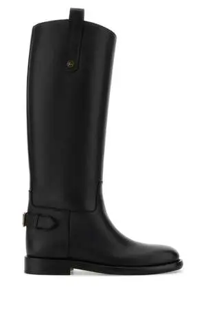 Burberry Leather Cavalier Boots - Black