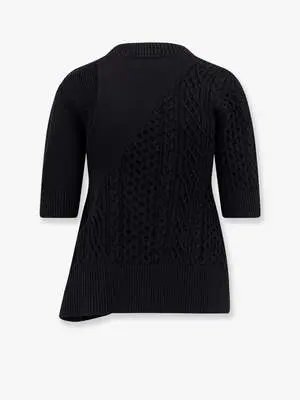 Sacai Cotton Blend Asymmetrical Sweater - Black