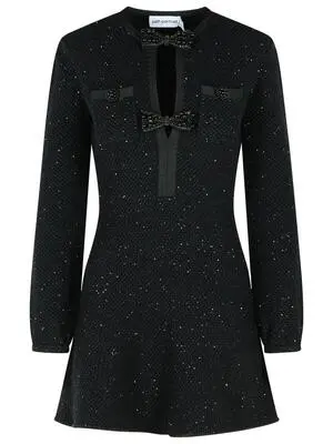 SELF-PORTRAIT Sequin Embellished Cotton Blend Dress
