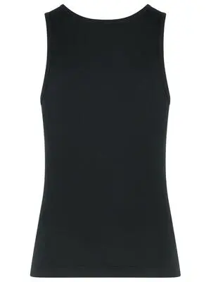 Dolce & Gabbana Ribbed Tank Top With Rhinestone Logo - Black