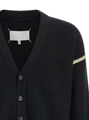 MAISON MARGIELA Virgin Wool V-neck Cardigan With Denim Elbow Patch