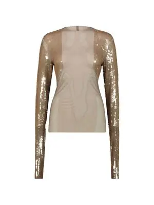 Rick Owens RICK OWENS Sequined Long Sleeve Top Multicolor