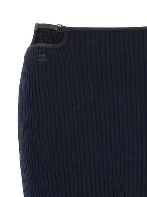 COURREGES Rib Knit Midi Skirt With Cut-out Detail