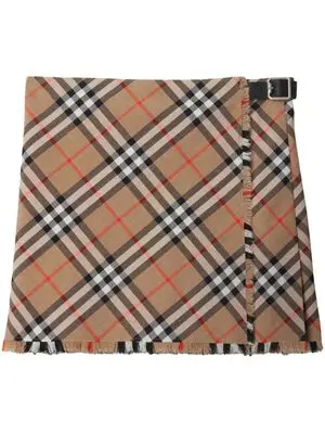 Burberry Check Wool Blend Mini Skirt - Multicolor