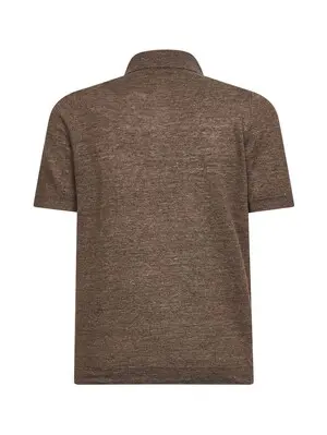 Brunello Cucinelli Hazelnut Linen And Cotton Knit Polo Shirt - Multicolor