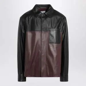Loewe Burgundy Leather Overshirt - Black