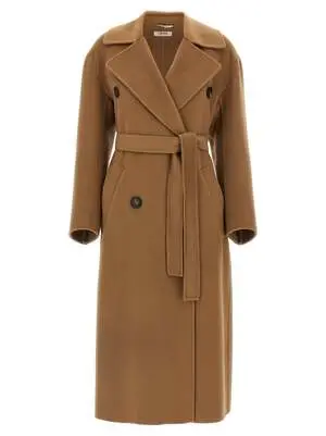 Max Mara S Max Mara Dalila Double-Breasted Wool And Cashmere Coat Brown