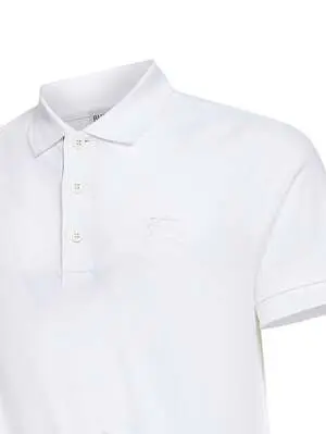 Burberry White Cotton Pique Polo Shirt With Ekd Embroidery - Multicolor