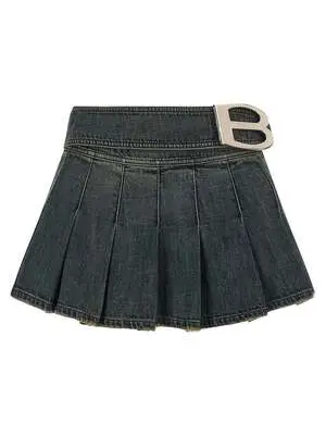 Balenciaga Buckle Pleated Skirt - Blue