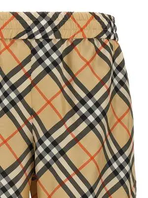 Burberry Silk Check Print Bermuda Shorts - Cream