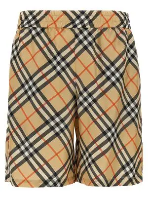 Burberry Silk Check Print Bermuda Shorts - Cream