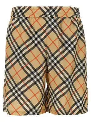 Burberry Silk Check Print Bermuda Shorts - Cream