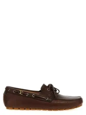 Valentino Garavani Driver Fastaway' Buffalo Leather Loafers - Brown
