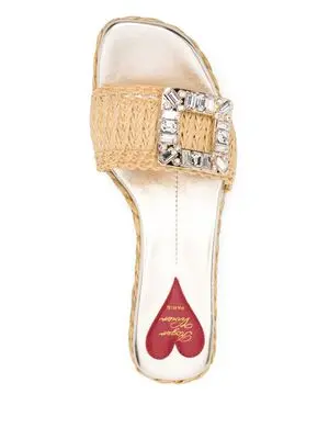 ROGER VIVIER Belle Vivier" Raffia Sandals With Embellished Buckle - Multicolor