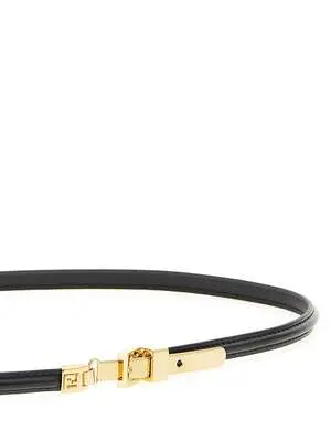 Fendi Ff Logo Skinny Belt - Black