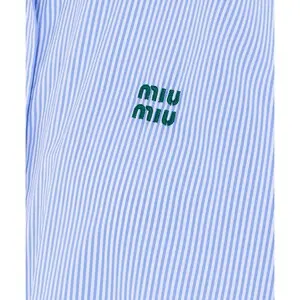 Miu Miu Striped Embroidered Logo Shirt - Blue