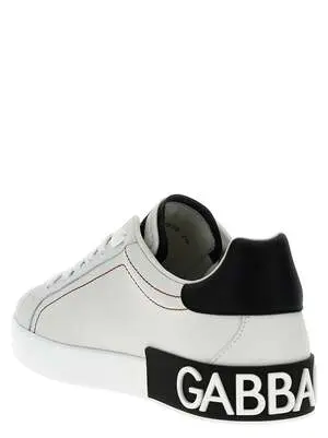 Dolce & Gabbana Portofino Leather Sneakers With Logo Detailing