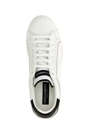 Dolce & Gabbana Portofino Leather Sneakers With Logo Detailing