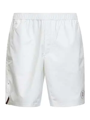 Brunello Cucinelli White Nylon Logo Bermuda Shorts - Multicolor