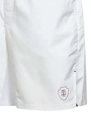 Brunello Cucinelli White Nylon Logo Bermuda Shorts - Multicolor