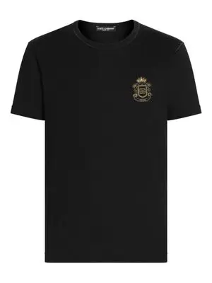 Dolce & Gabbana Cotton T-shirt With Logo Crest - Black