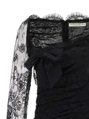 Alessandra Rich Lace Draped Mini Dress