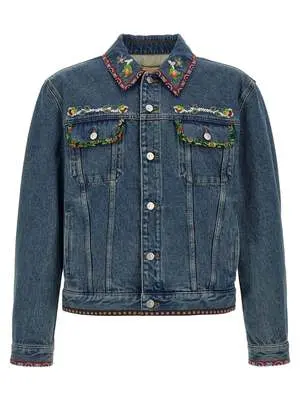 Valentino Garavani Embellished Denim Jacket - Blue