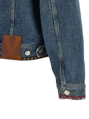 Valentino Garavani Embellished Denim Jacket - Blue
