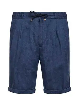 Brunello Cucinelli Linen And Virgin Wool Chevron Bermuda Shorts - Multicolor