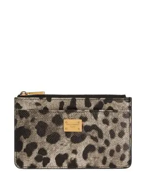 Dolce & Gabbana Leopard-print Dauphine Leather Card Holder - Brown