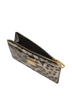 Dolce & Gabbana Leopard-print Dauphine Leather Card Holder