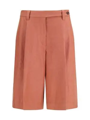 Brunello Cucinelli Sartorial Bermuda Shorts In Fluid Viscose And Linen Twill - Orange