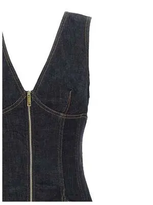 SELF-PORTRAIT Indigo Denim Midi Dress